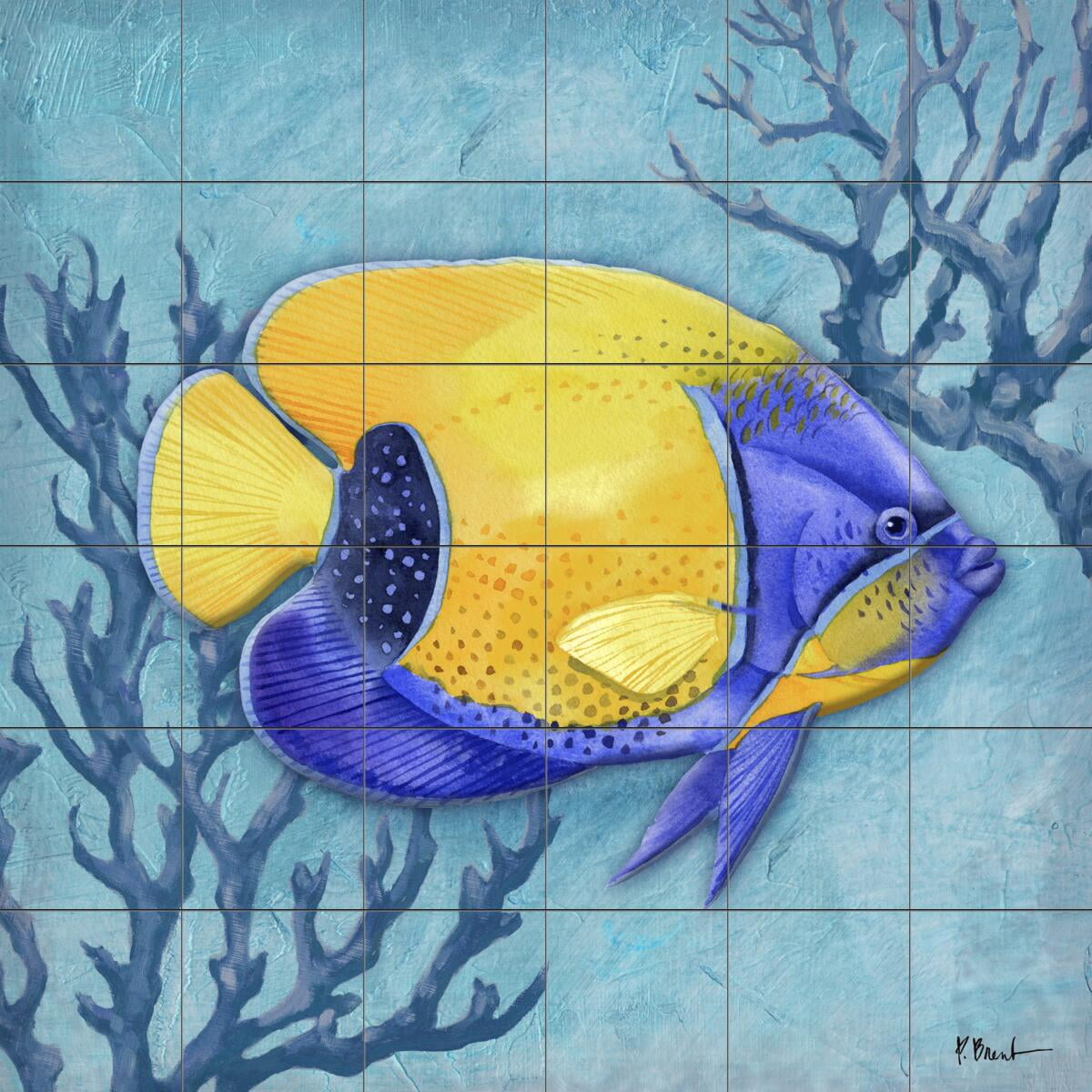 Tile Mural Bathroom Backsplash - Azure Tropical Fish V-PB - by Paul ...