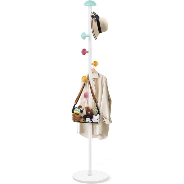 Coat Rack Standing Clothing Rack with 7 Hooks Mushroom Coat Rack ...