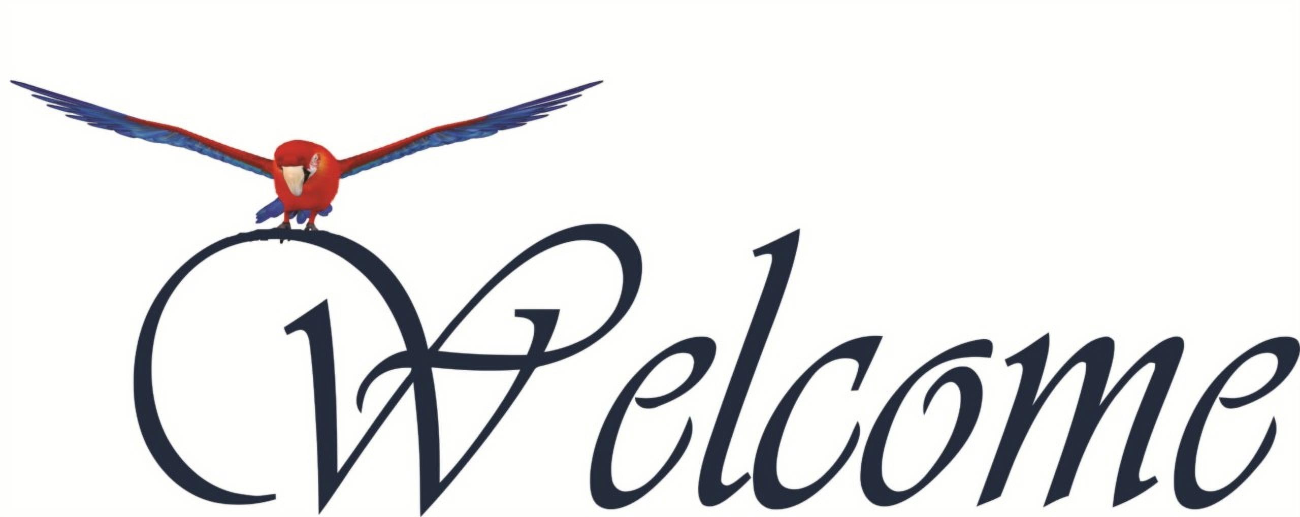 Custom Decals Welcome Home Office Door Sign With Parrot On Top Bird ...