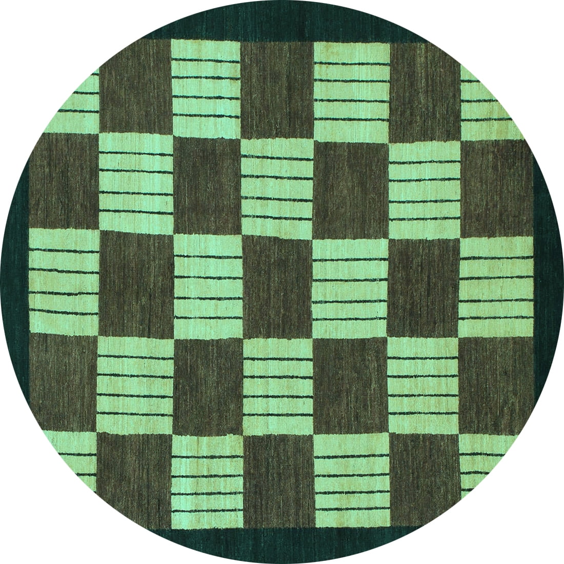 Ahgly Company Indoor Round Checkered Turquoise Blue Modern Area Rugs, 5 ...