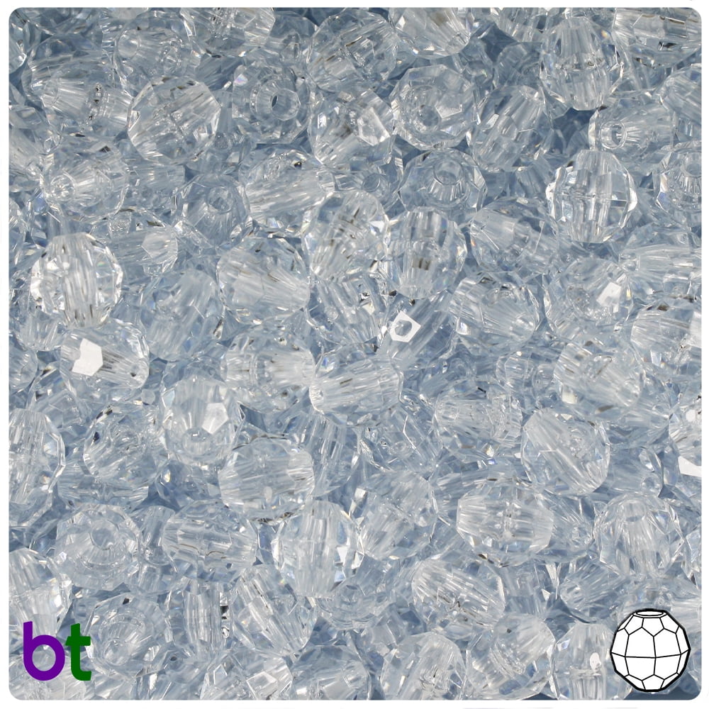 BeadTin Ice Blue Transparent 8mm Faceted Round Craft Beads (450pcs ...