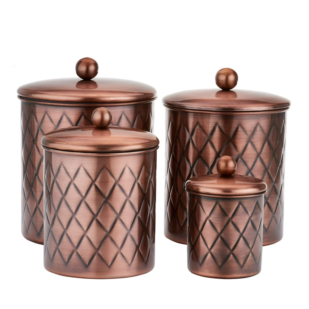 Old Dutch 1863ac 4 Pc Antique Copper Embossed Diamond 4 3 2 Qt