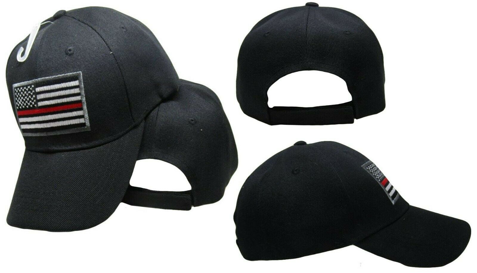 Black USA Thin Red Line Cap Low Profile Hat Support Fire Dept First ...