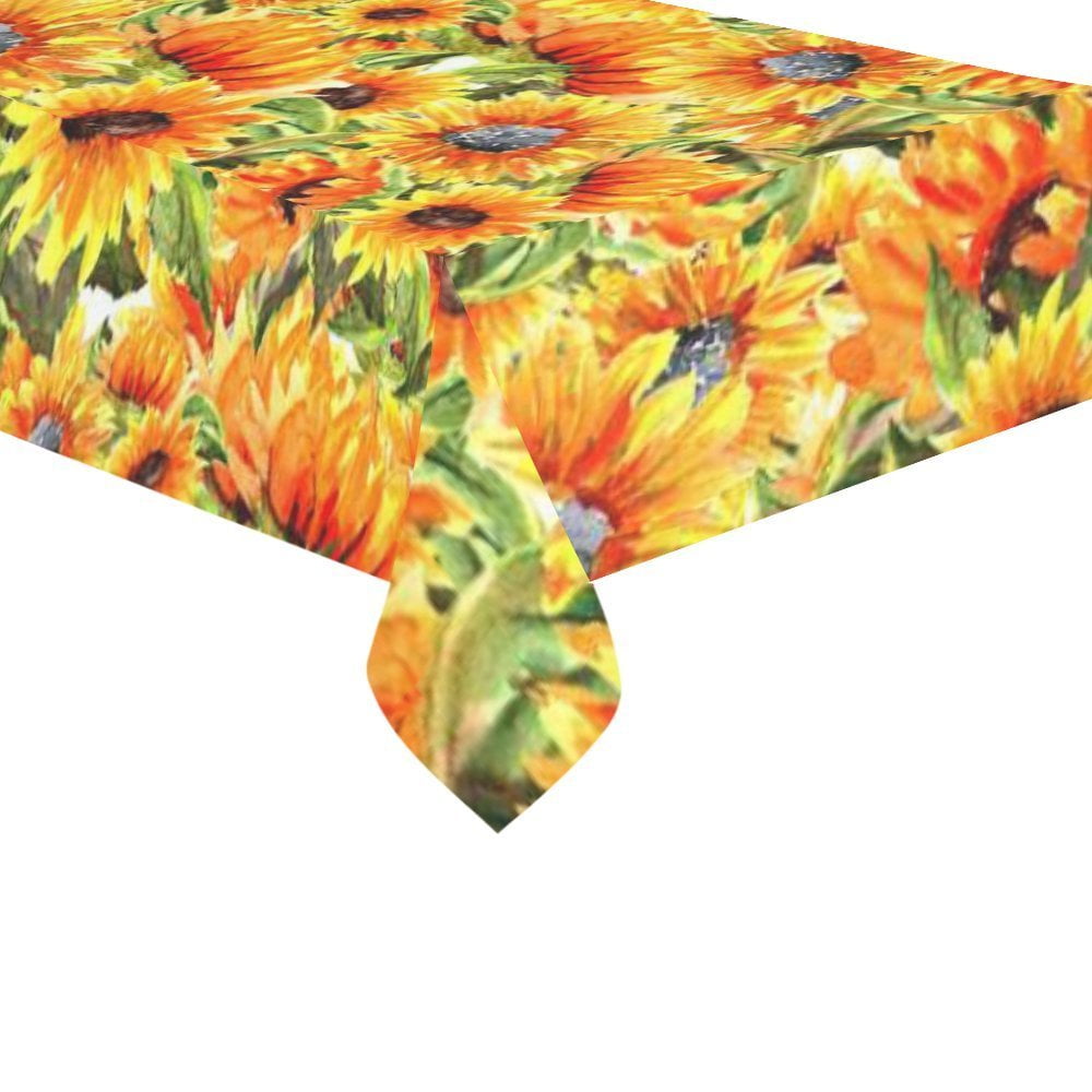 MYPOP Home Art Watercolor Sunflower Cotton Linen Tablecloth 60x120 ...