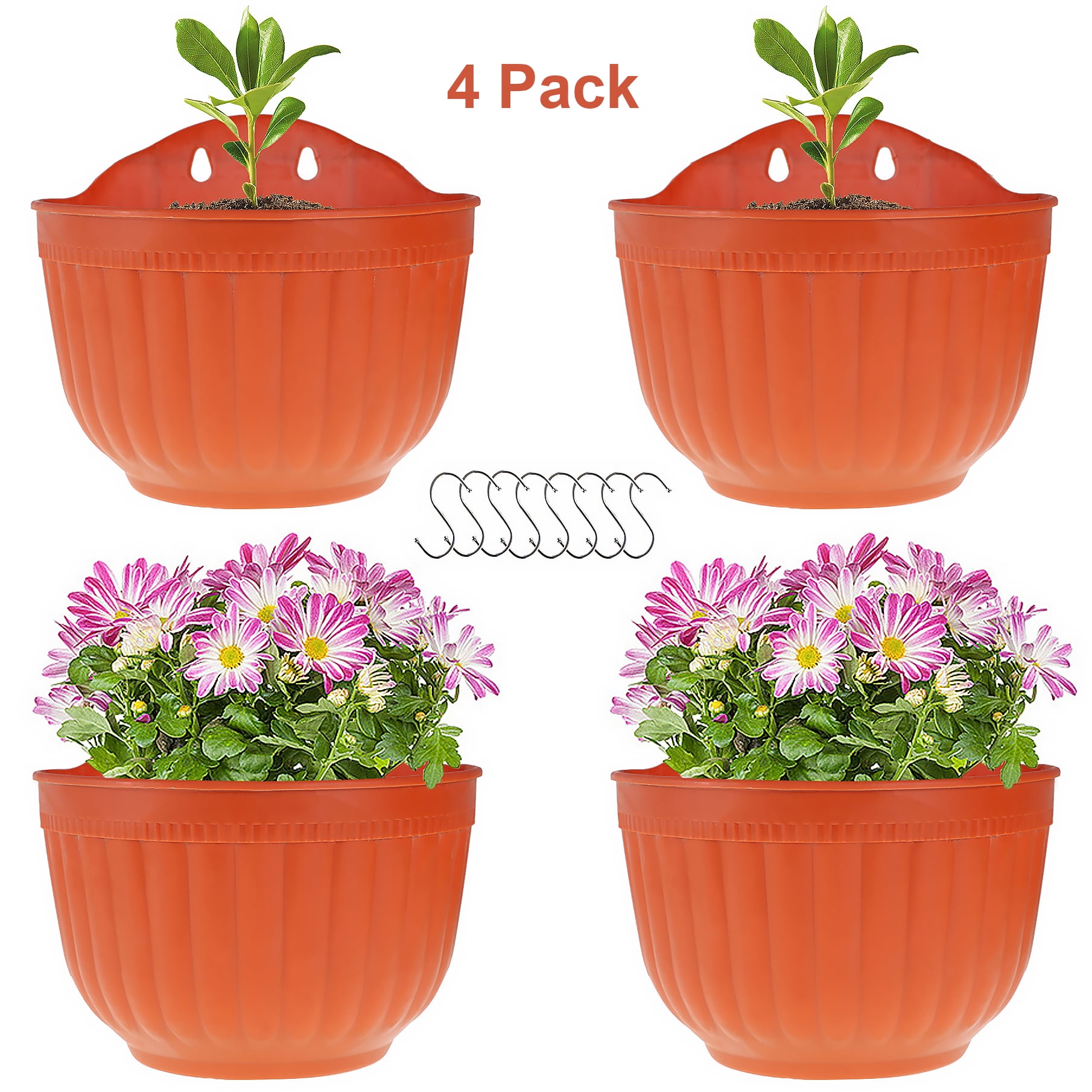 4 Pack Resin Wall Planter 8.1 Inch Planter Basket Half Round Flower ...