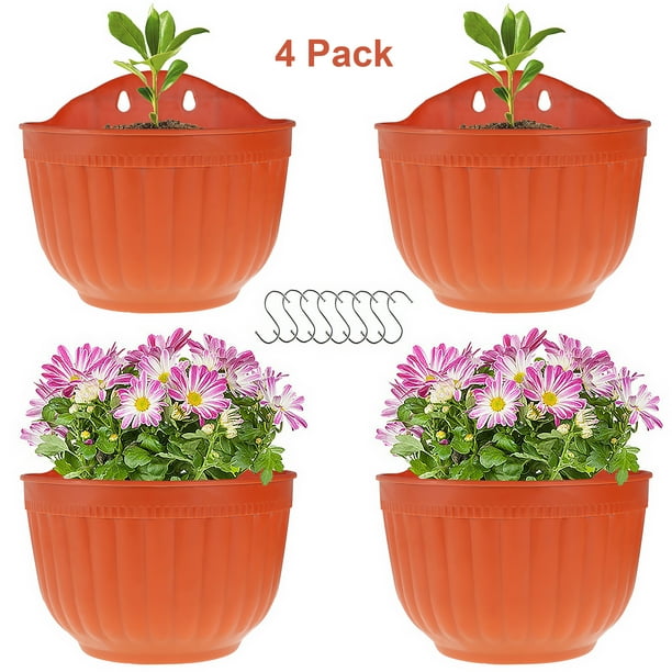 4 Pack Resin Wall Planter 8.1 Inch Planter Basket Half Round Flower ...