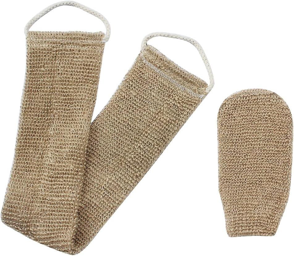 Hemp Back Scrubber, 100% Natural Exfoliating Back Strap With Mitt ...
