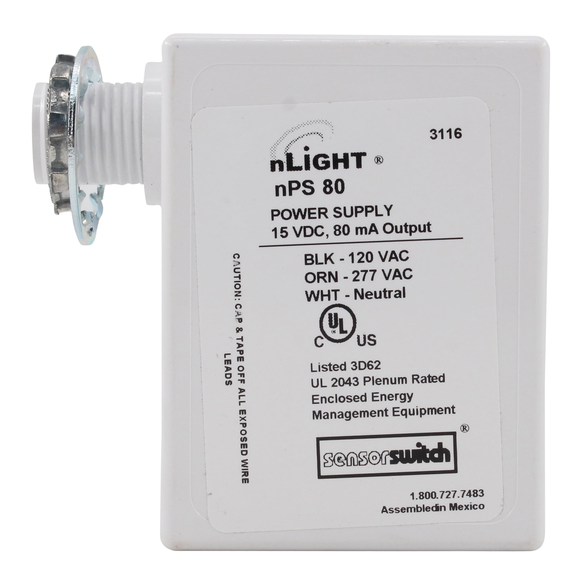 Sensor Switch NPS-80 nLIGHT Occupancy Sensor Power Pack, 15Vdc 80mA ...