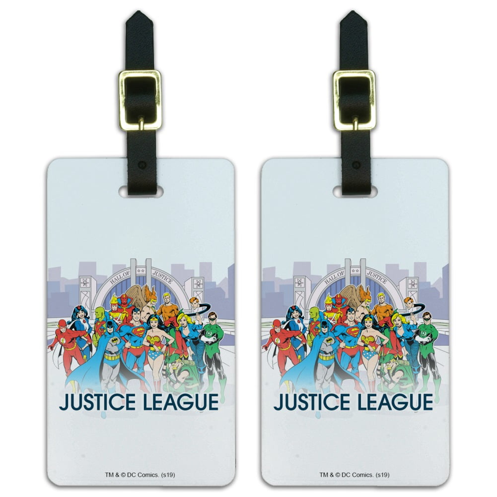 Justice League Hall of Justice Luggage ID Tags Suitcase Carry-On Cards ...
