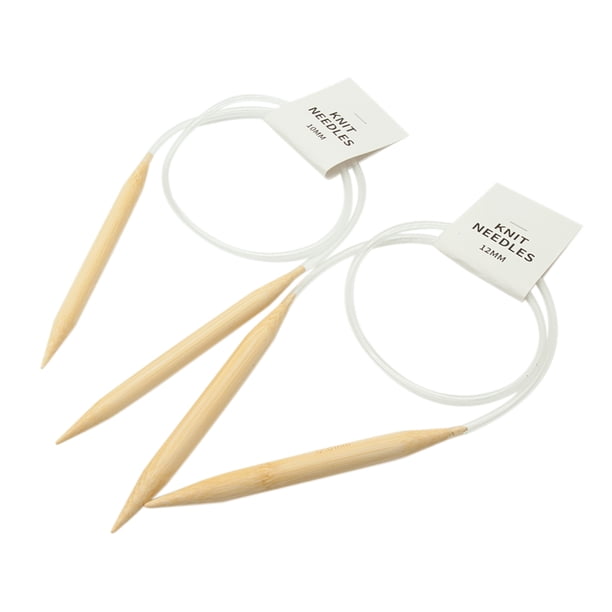 2pcs 10mm 12mm Bamboo Wooden Circular Sewing Crochet Knitting Needles ...