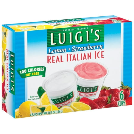 Luigi's Lemon/Strawberry 6 Oz Real Italian Ice 6 Ct Box - Walmart.com