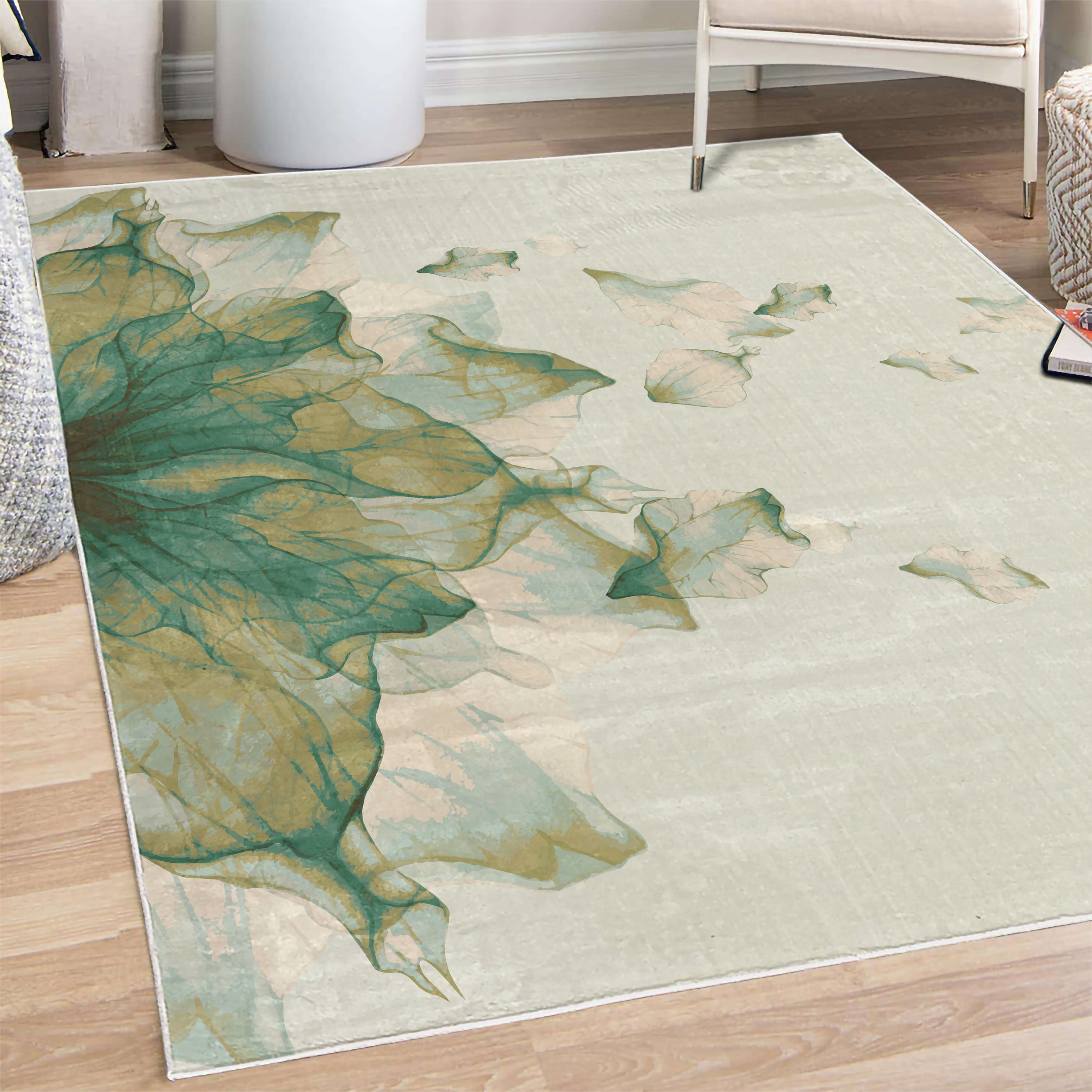 Flower Decorative Rug, Abstract Themed Modern Futuristic Image with ...