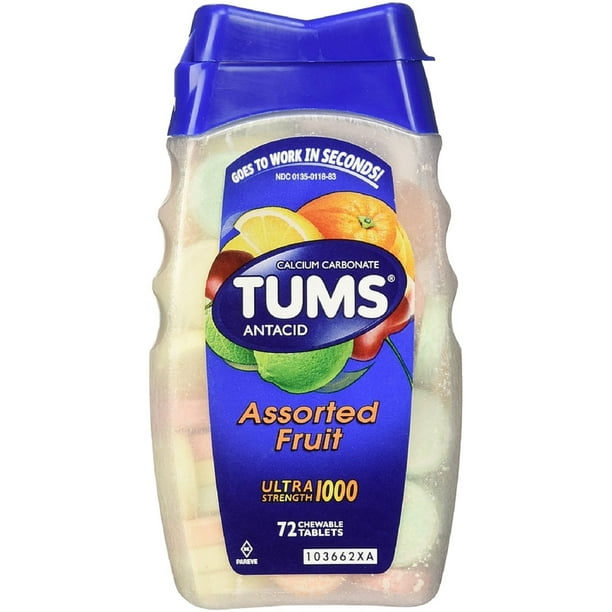 TUMS Ultra Strength Antacid/Calcium Chewable Tablets, Assorted Fruit 72 ...