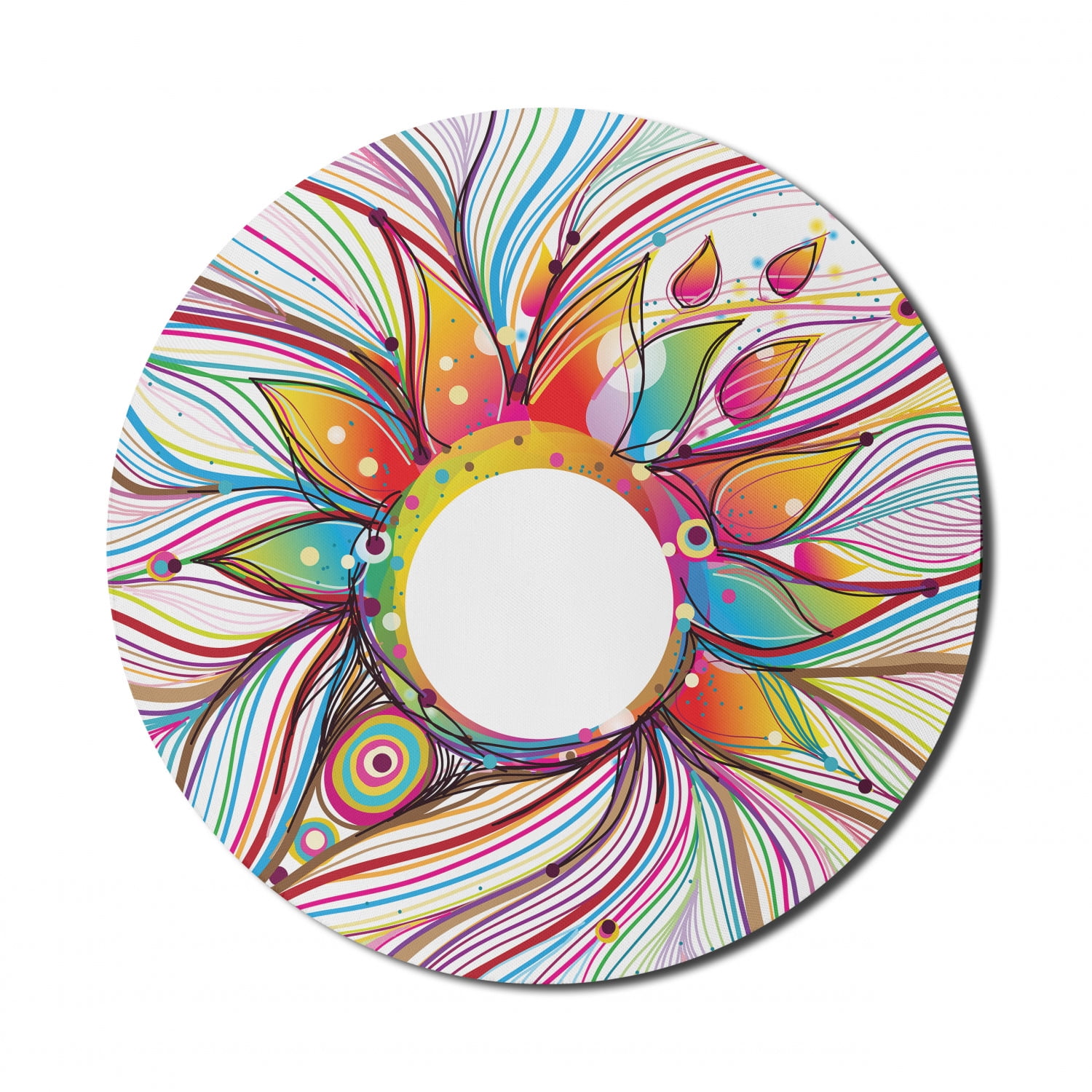 Abstract Mouse Pad for Computers, Absurd Vector Smoky Wavy Floral ...