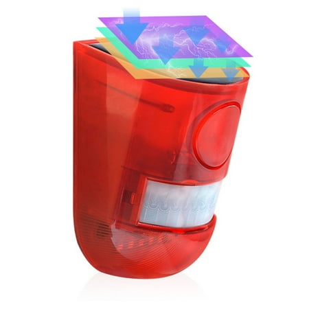 Solar Sound Alert Flash Warning 110 Decibels Sound & Light Alarm Motion ...