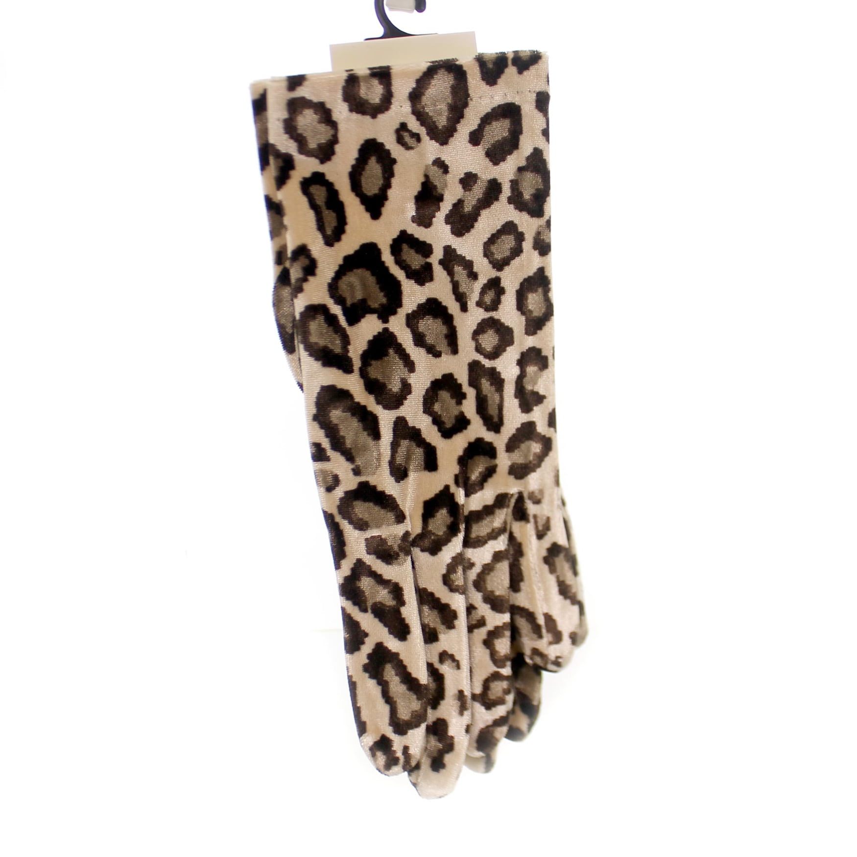 Apparel LEOPARD FASHION GLOVES L / XL Fabric Tan Black Animal Print ...
