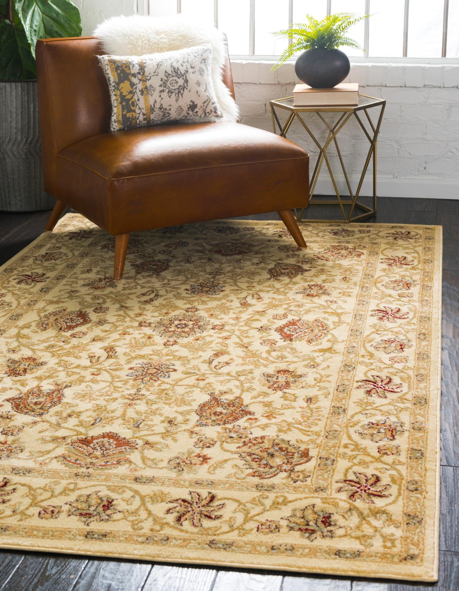 Rugs.com Aditi Collection Rug – 5' 3 x 8' Cream Low Rug Perfect For ...