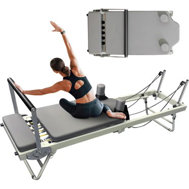 MIDOQIN Pilates Reformer, Wooden Foldable Pilates Reformer Machine ...