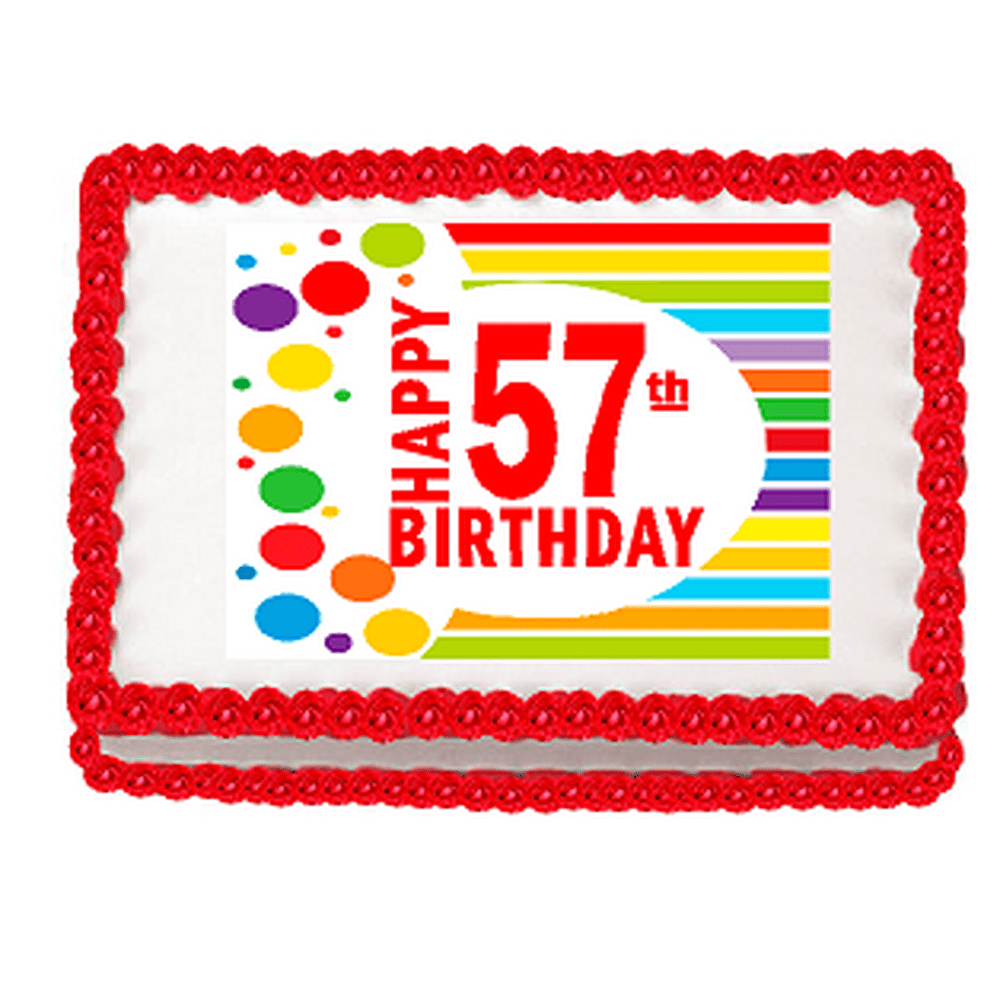 Happy 57th Birthday Edible PEEL N STICK Frosting Photo Image Cake ...