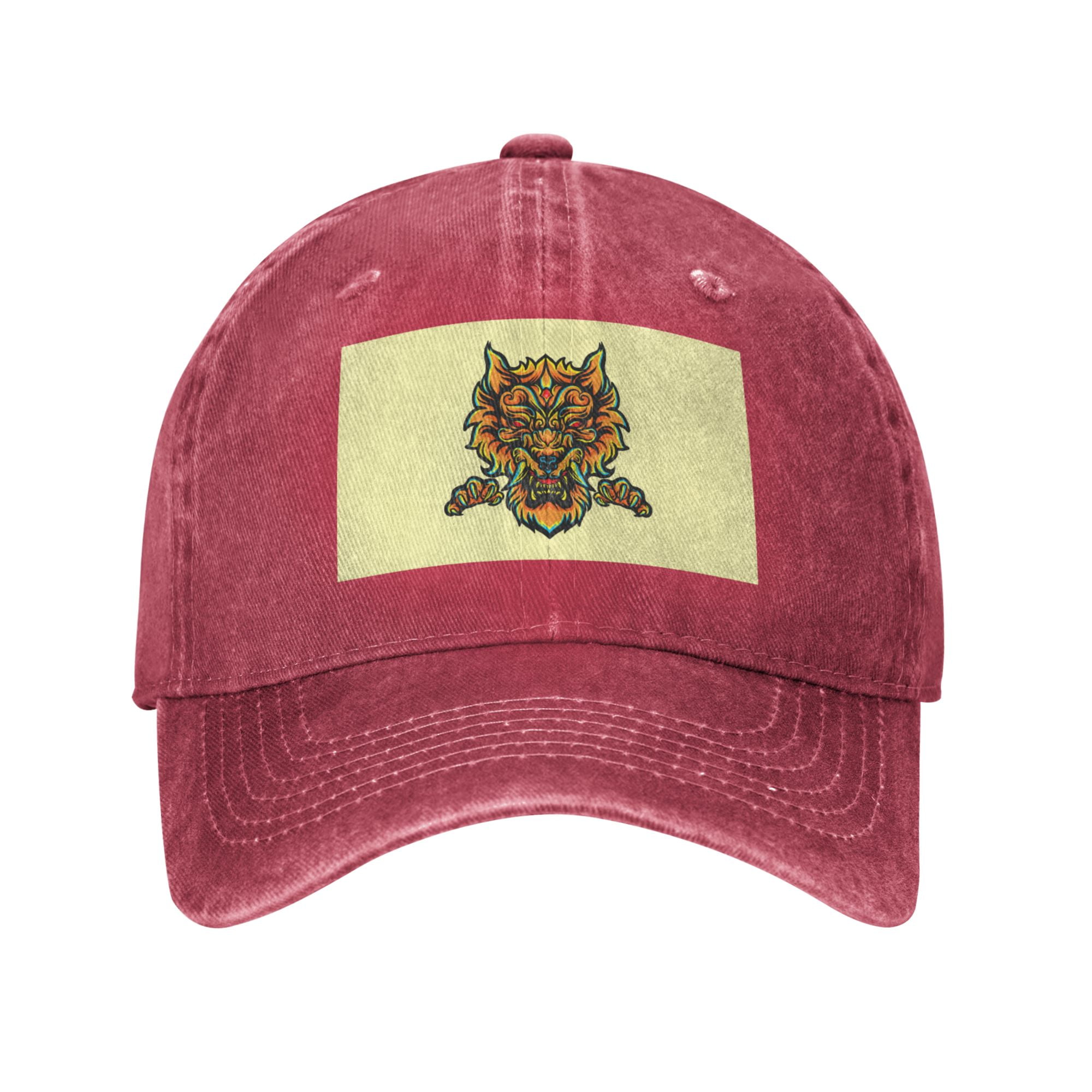 DouZhe Adjustable Washed Cotton Baseball Cap - Angry Wolf Werewolf ...