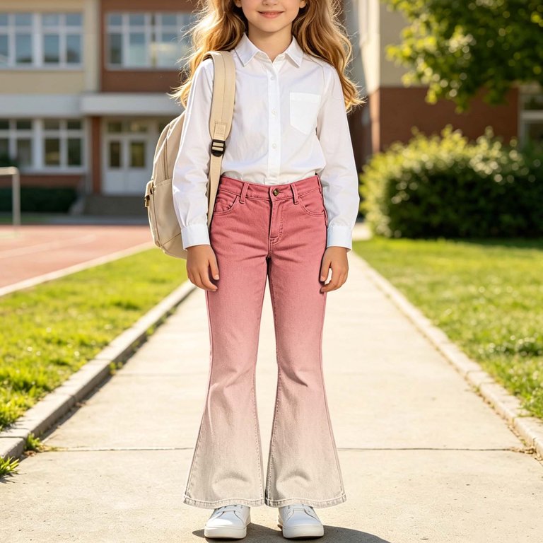 Spazoro Girls Flare Pants with Pockets, Gradient Color Breathable Zip ...