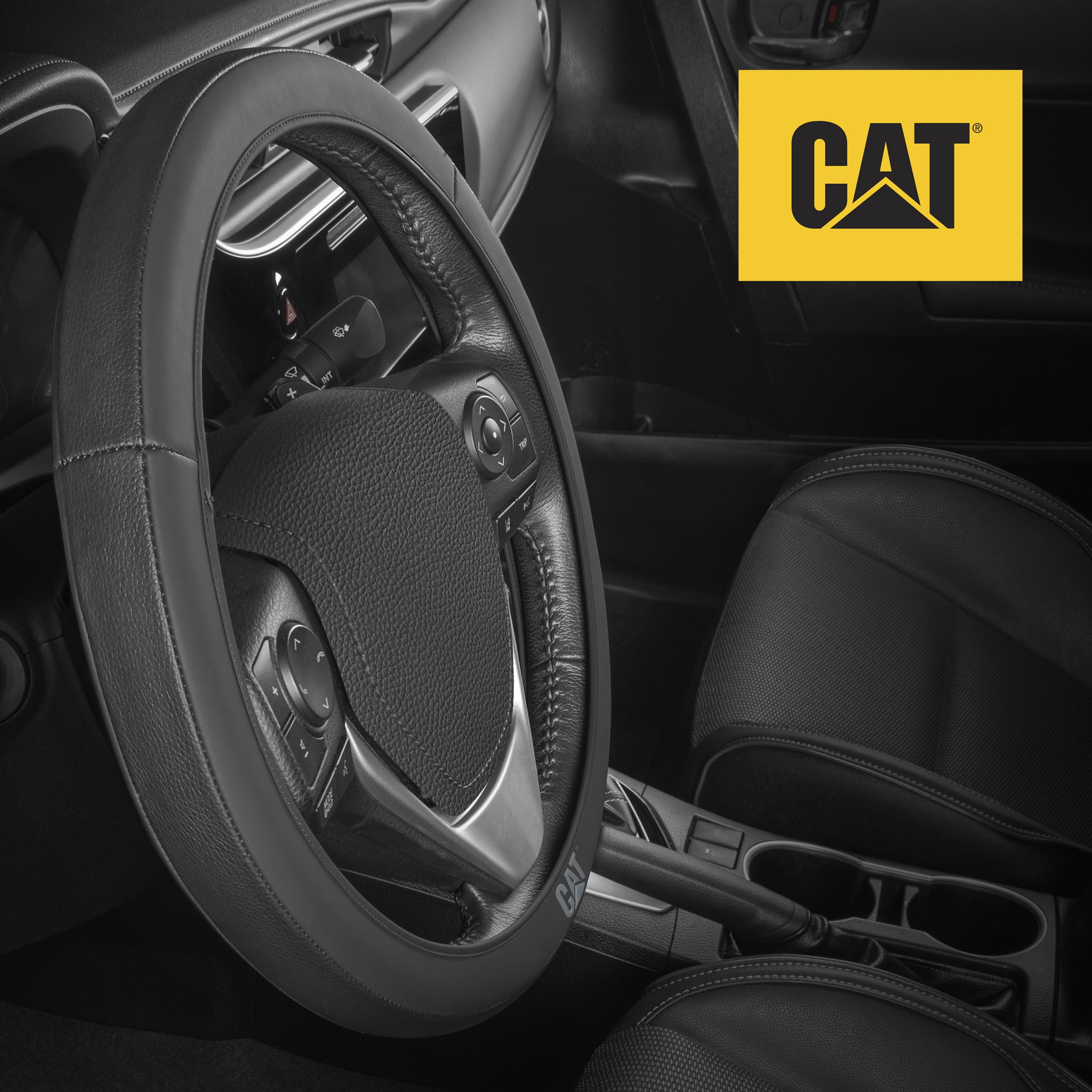 Caterpillar Easy Wrap Leather Steering Wheel Cover - Self Wrapping Skin ...