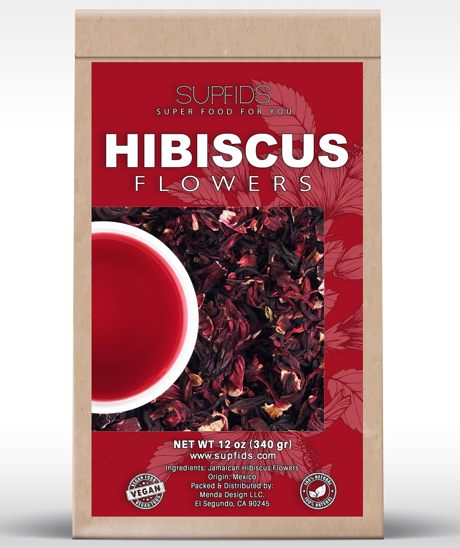 Dried Hibiscus Flower Herbal Tea (Whole Petals) |100% Natural Dried ...