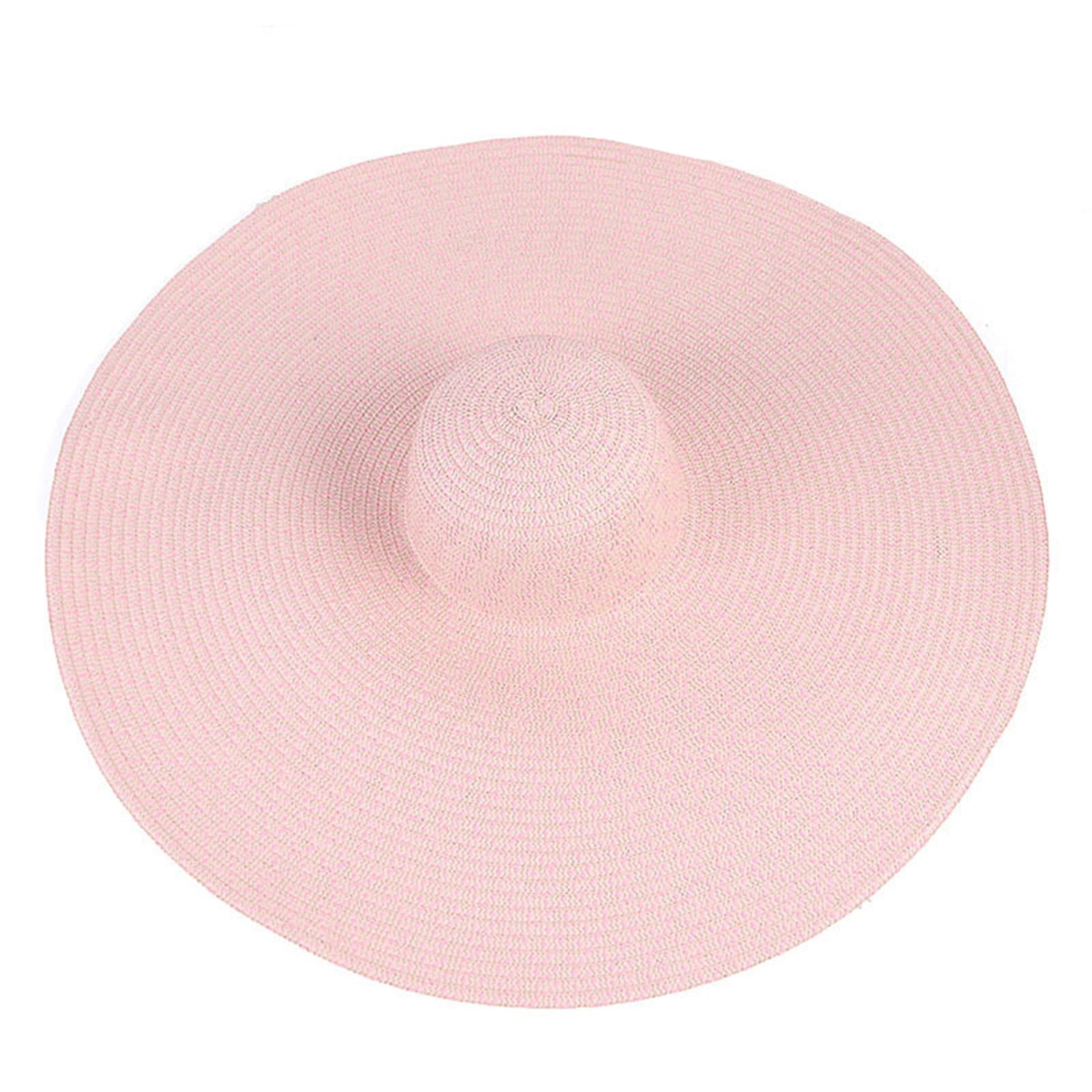 Puloru Women Variegated Color Straw Hat, Wide Brim Floppy Hat for Beach ...