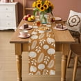 Beige Pumpkins Table Runner, Botanical Fern Leaf Tropical Fronds Orange ...
