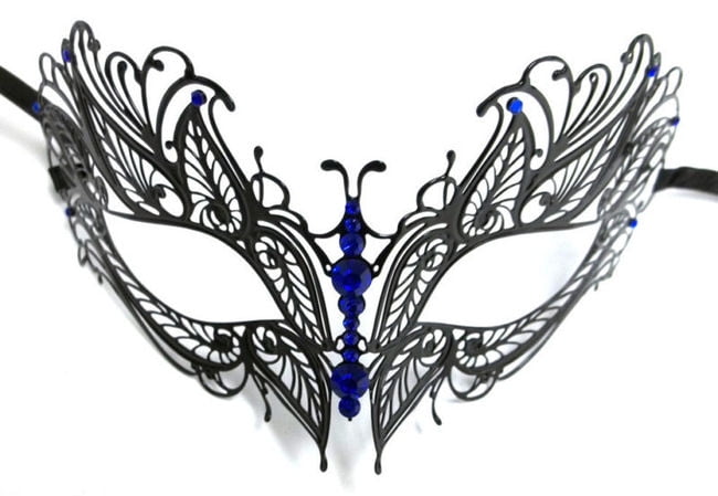Blue Crystal Butterfly Eyes Laser Cut Venetian Mask Masquerade Metal ...