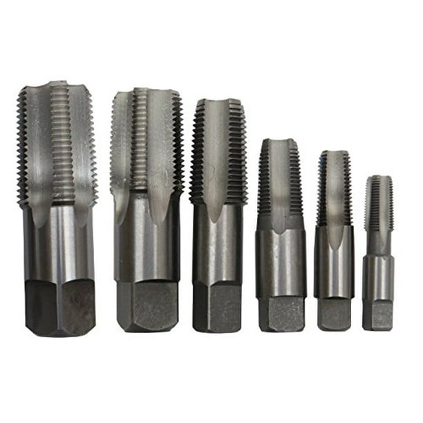 Qualtech 6 Piece Carbon Steel NPT Pipe Tap Set, 1/8", 1/4", 3/8", 1/2 ...