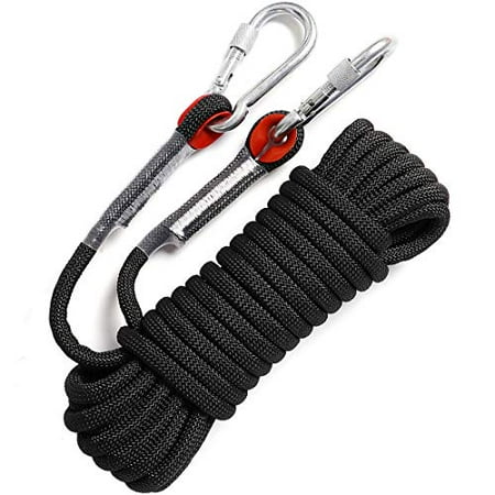 GINEE Outdoor 16mm Static Black Rock Climbing Rope 100FT,Rescue ...