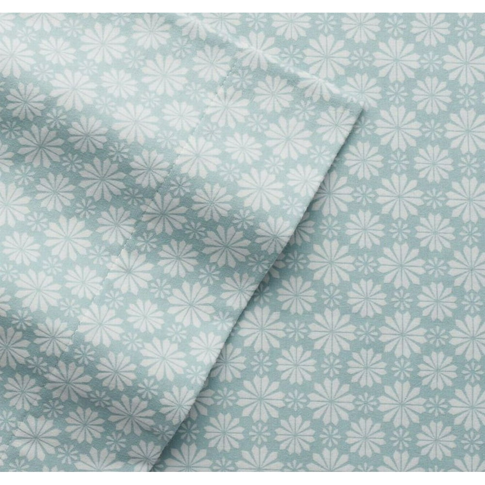 Cuddle Duds Geometric Blue Snowflake Flannel Sheet Set Full Bed Sheets ...