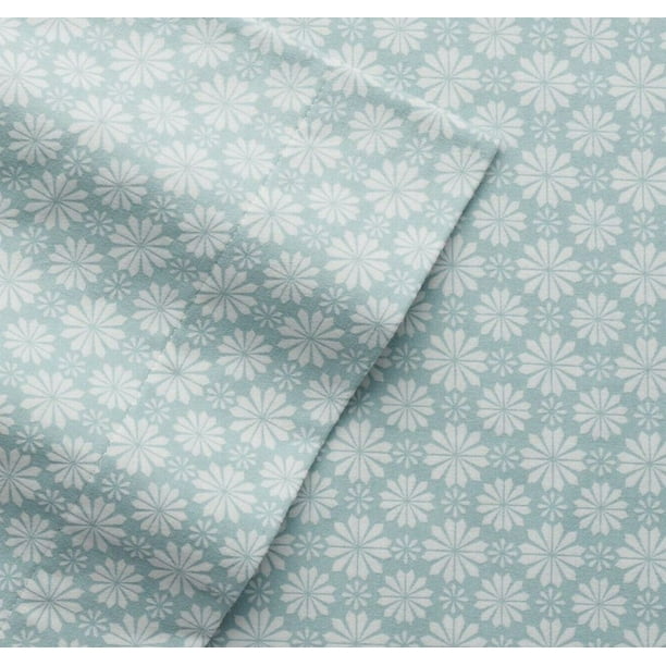 Cuddle Duds Geometric Blue Snowflake Flannel Sheet Set Full Bed Sheets ...