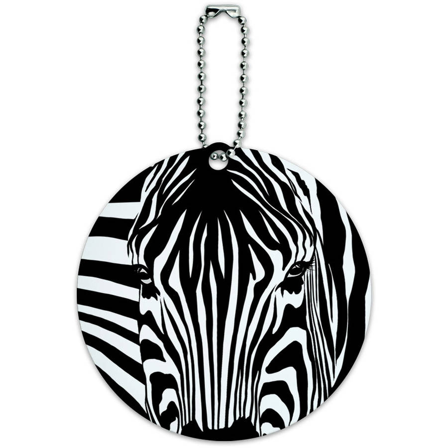 Zebra Face Safari Print Stripes Round Luggage ID Tag Card for Suitcase ...