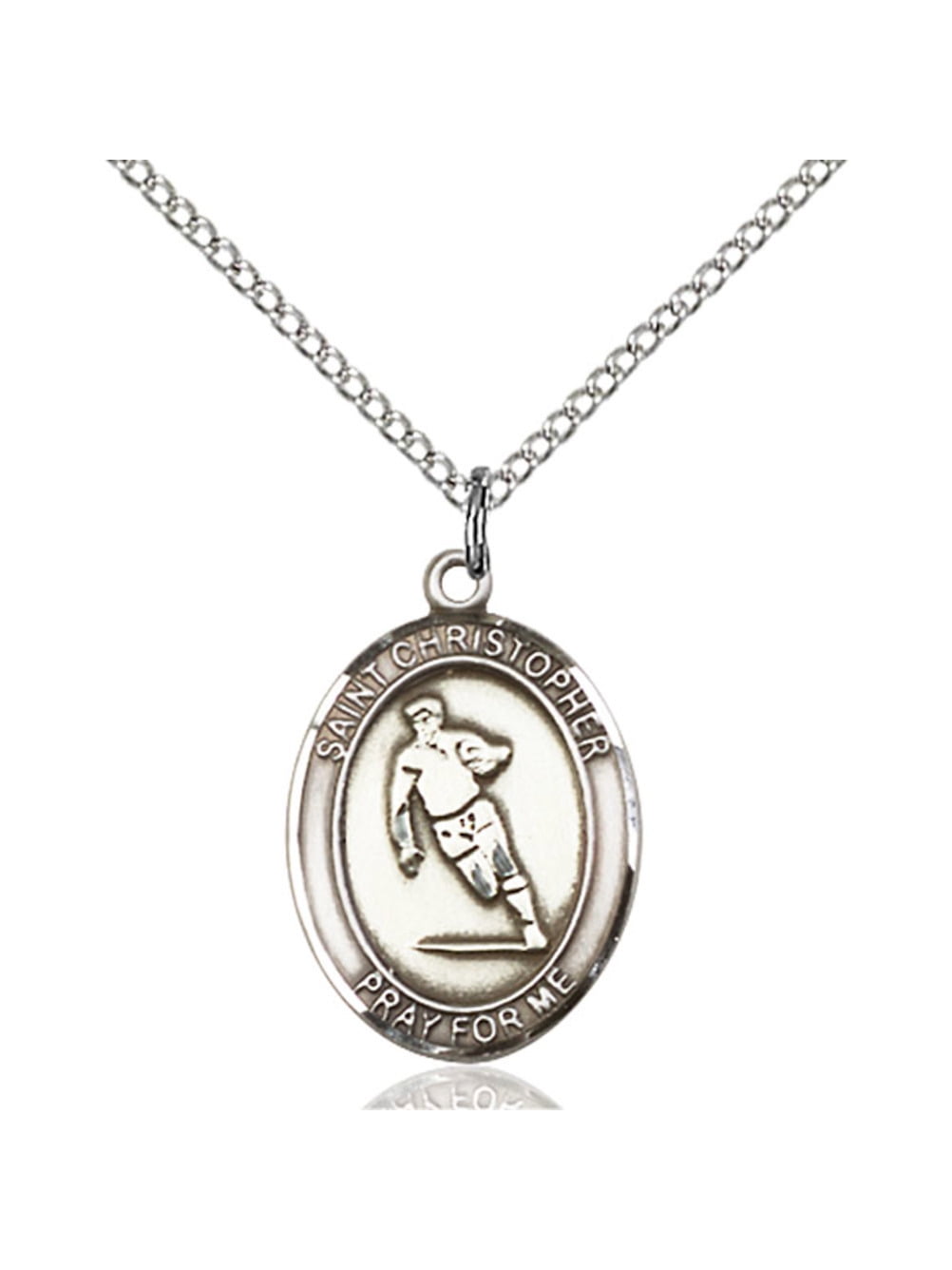 Sterling Silver St. Christopher / Rugby Pendant 3/4 x 1/2 inches with ...