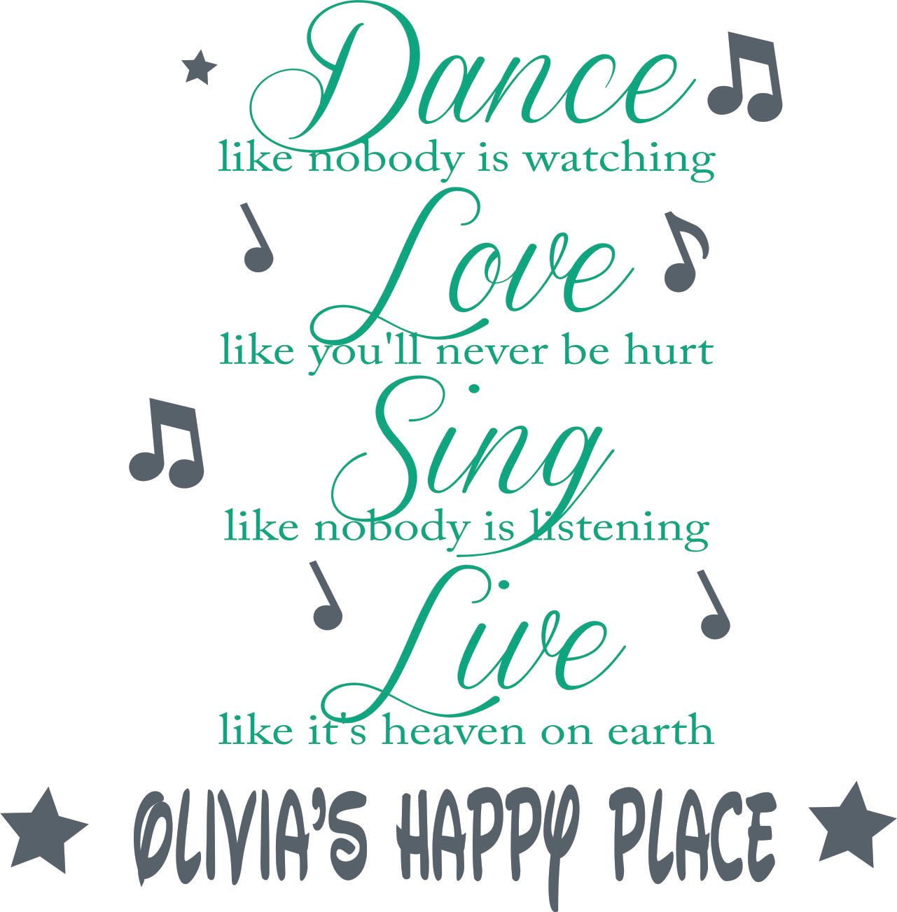 Love Sing Live Positive Quote Quotes Customized Wall Decal - Custom ...