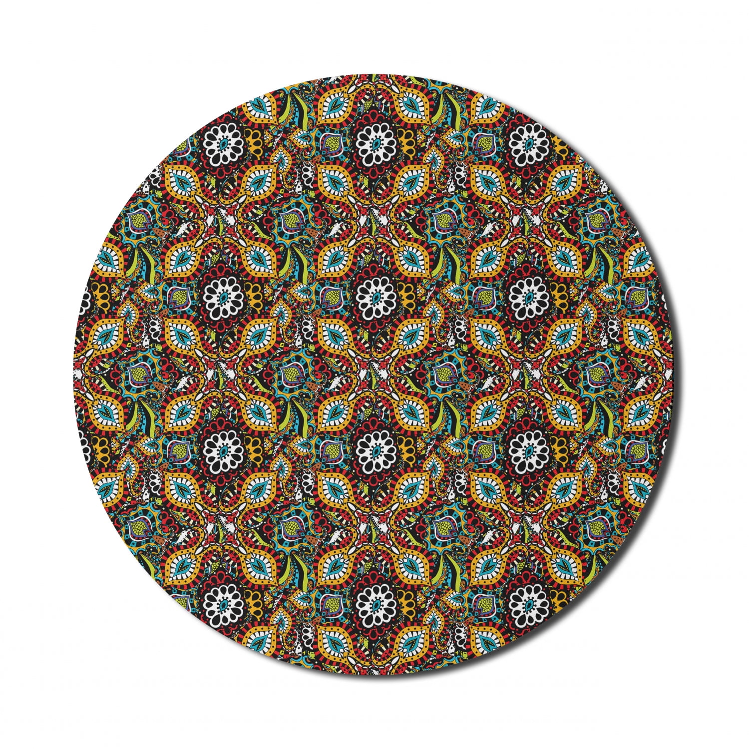 Traditional Mouse Pad for Computers, Folk Funky Pattern with Eastern ...