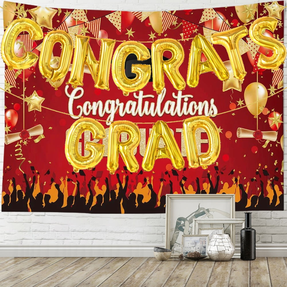 Congratulation Graduation Backdrop with GRAD Balloons,2023 Congrats ...