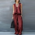 AHTJRT Women's 2 Piece Outfits Sleeveless Deep V Neck Ruffle Tops and ...