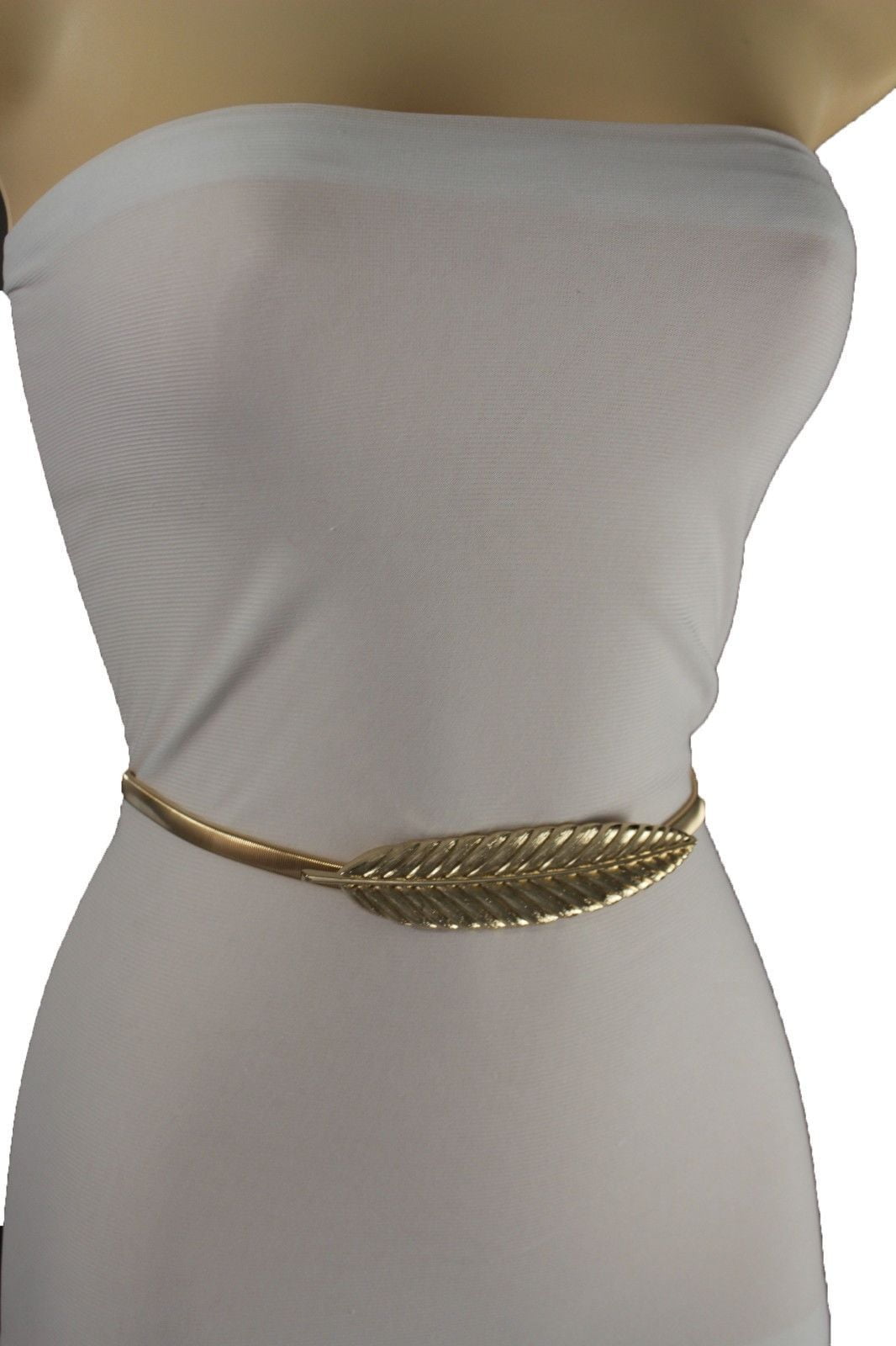 Women Hip High Waist Gold Metal Skinny Fashion Belt Elastic Band Long