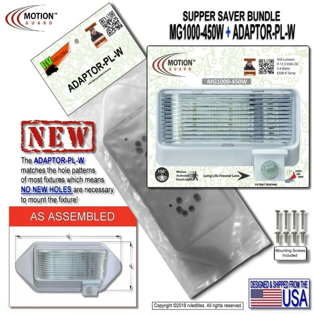 MG1000-450W-A, 12 Volt Exterior Motion Sensor RV LED Porch Utility ...