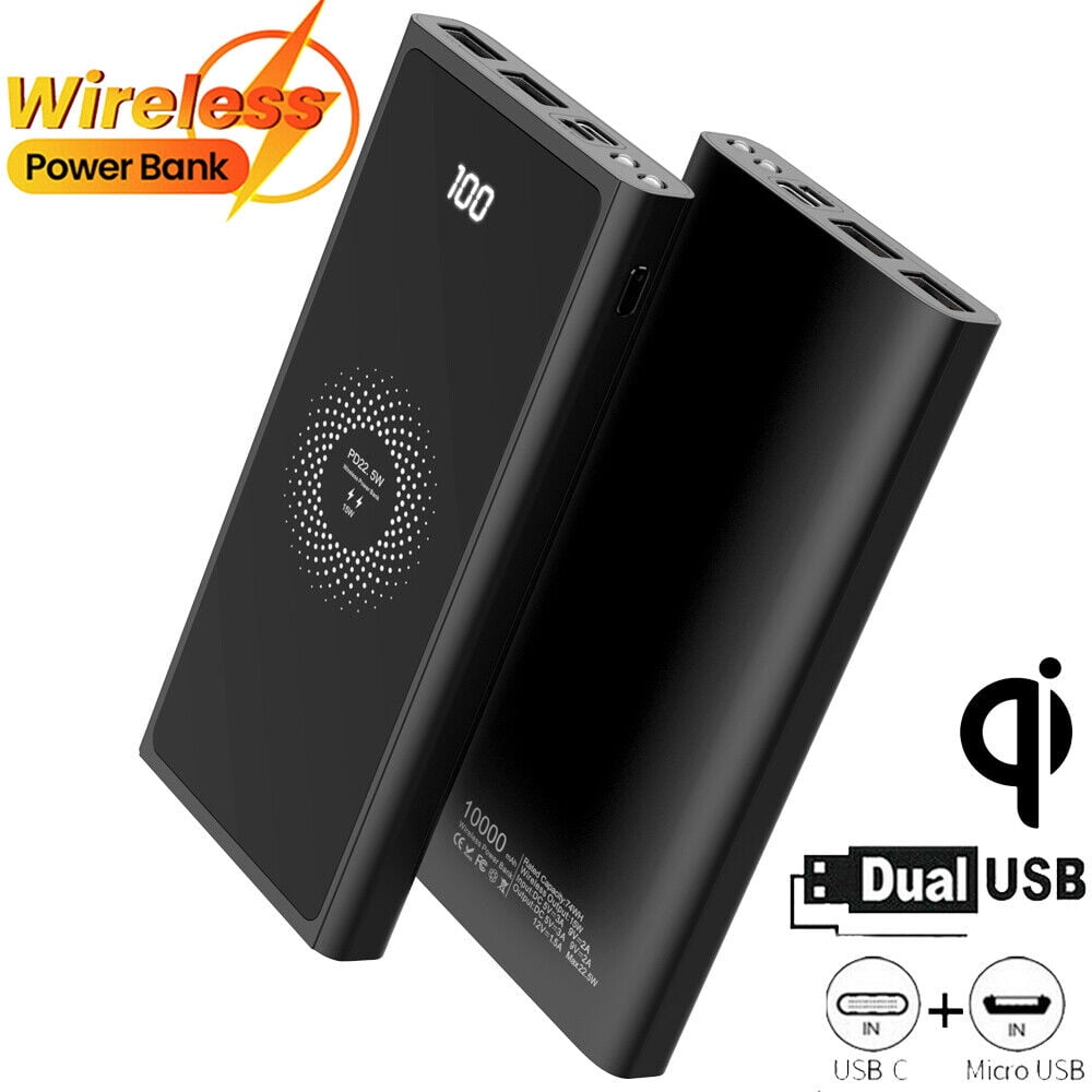 900000mAh Qi Wireless Power Bank Backup Portable Charger External ...