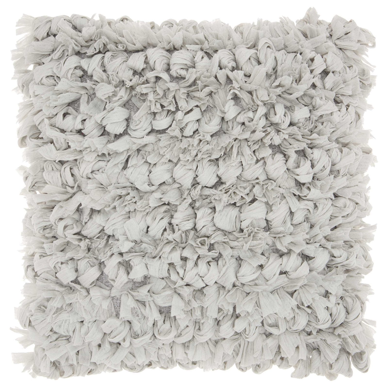 Nourison Paper Loop Shag Decorative Throw Pillow, 16" x 16", Silver ...