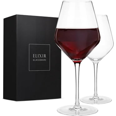Elixir Glassware Lead-Free Crystal Wine Glasses - Set of 4, 13 oz ...
