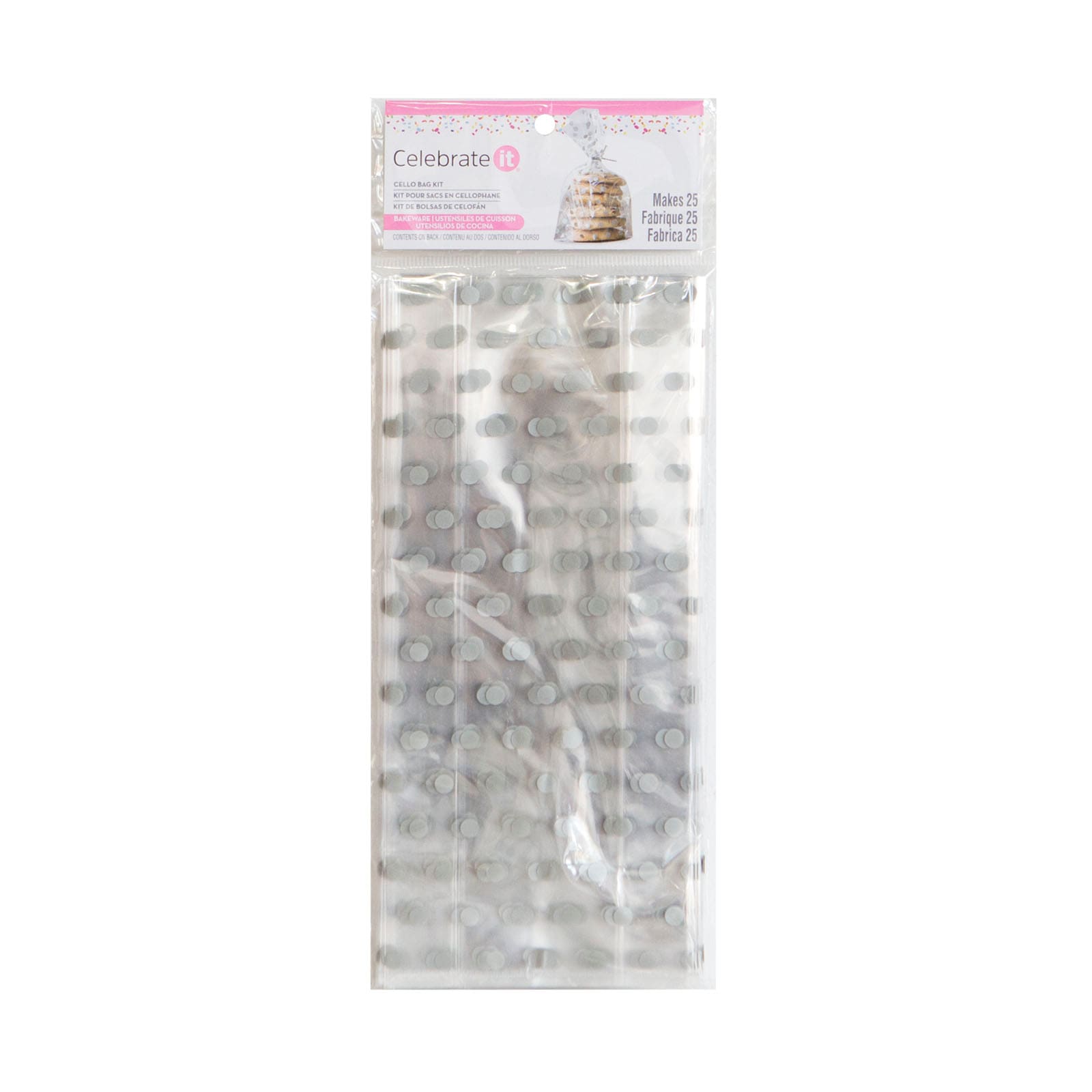 12 Packs: 25 ct. (300 total) Silver & Clear Cello Bag Kit by Celebrate ...