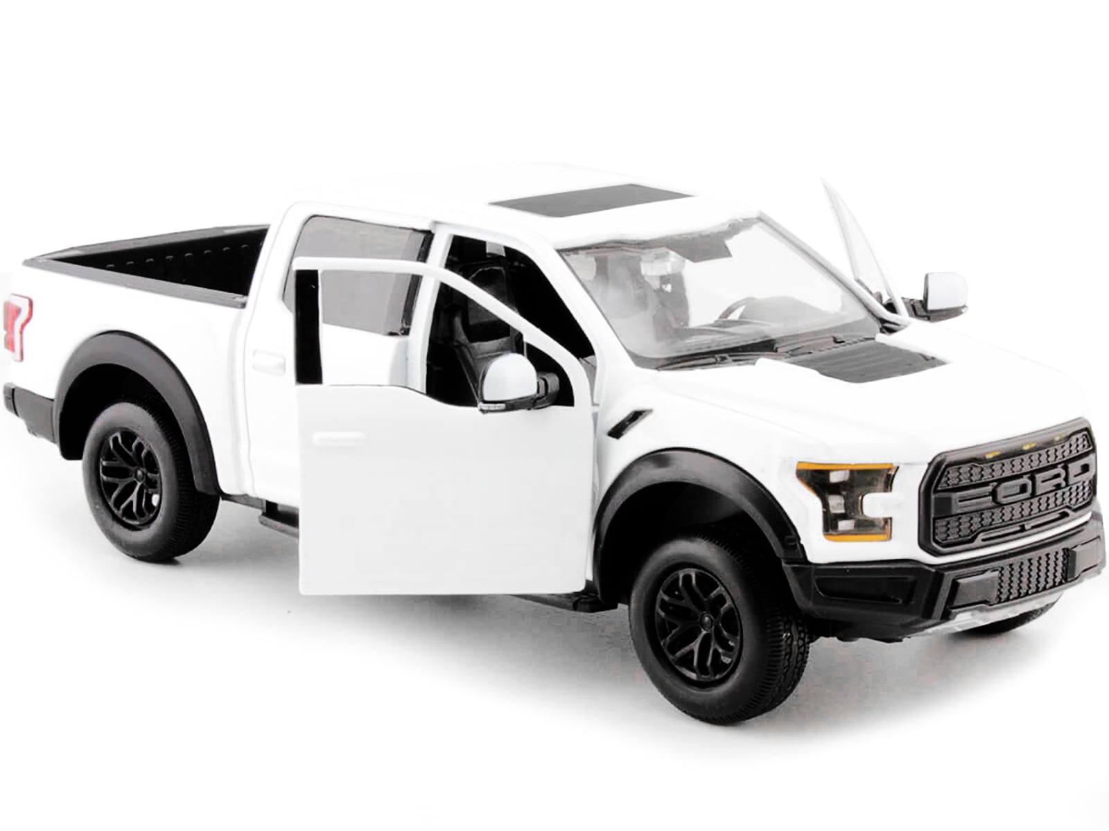 Diecast 2017 Ford F-150 Raptor Pickup Truck White with Black Wheels 1/ ...