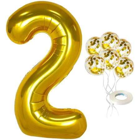Gold Number 1 Balloon for First Birthday - Large, 40 Inch | Gold ...