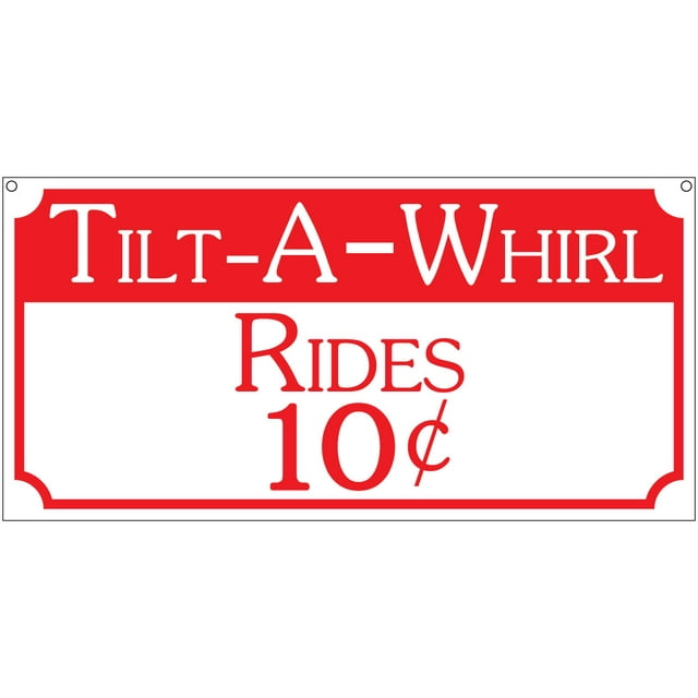 Tilt-A-Whirl Rides 10c- 6x12 Aluminum Carnival Sign Amusement Park Fair ...