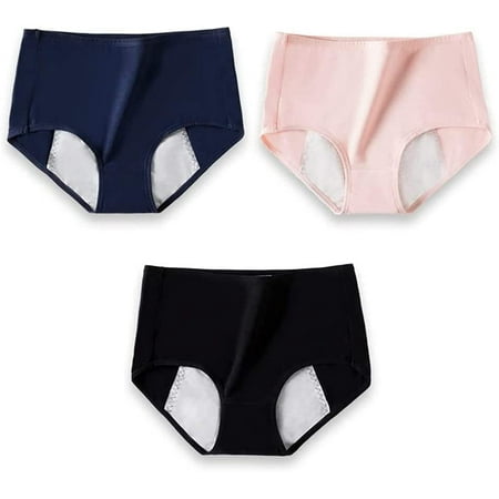 Women Period Pants - 3 Pack Mid Waist Incontinence Briefs for Menstrual ...